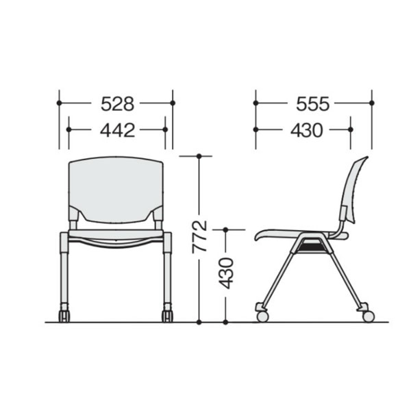 ナイキ(NAIKI) 会議用チェアーE47(4本脚タイプ・キャスター付・背カバ付ー) ビニールレザー張り 肘なし E472C|オフィス家具や ...
